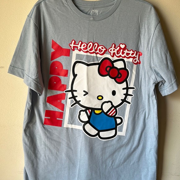 Hello Kitty | Tops | Hello Kitty Light Blue Happy Kitty Graphic Print ...